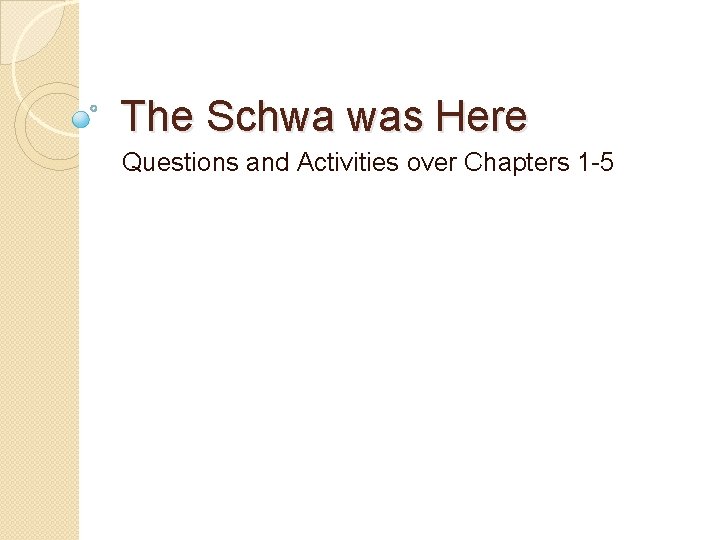 The Schwa was Here Questions and Activities over