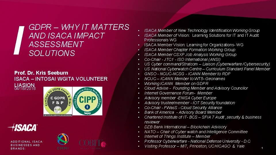 GDPR WHY IT MATTERS AND ISACA IMPACT ASSESSMENT