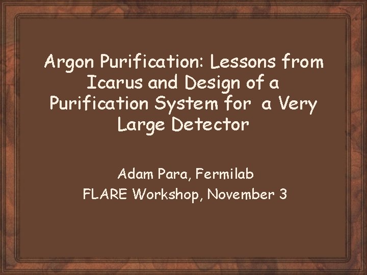 Argon Purification Lessons from Icarus and Design of