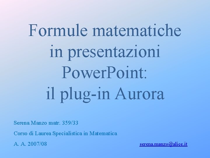 Formule matematiche in presentazioni Power Point il plugin