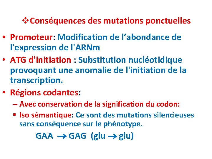 Les mutations I Introduction II Principales mutations 1