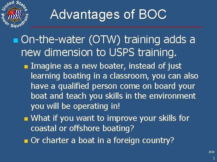United States Power Squadrons Certifier Training 1 BOC
