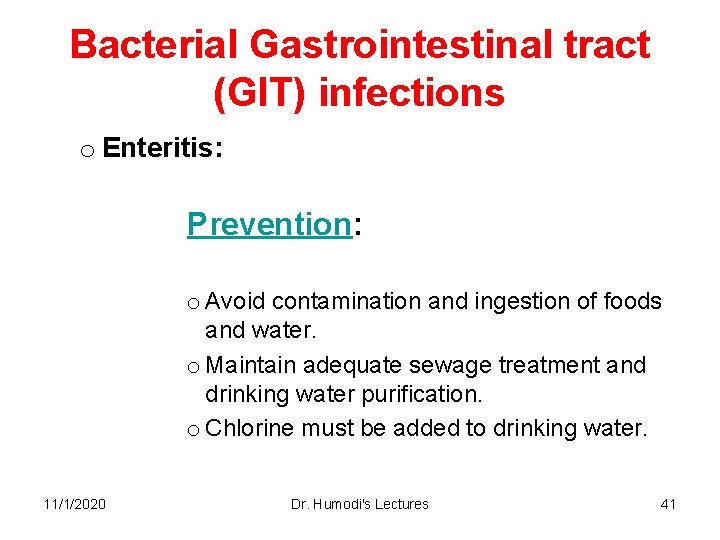 Bacterial Gastrointestinal tract GIT infections By Dr Humodi