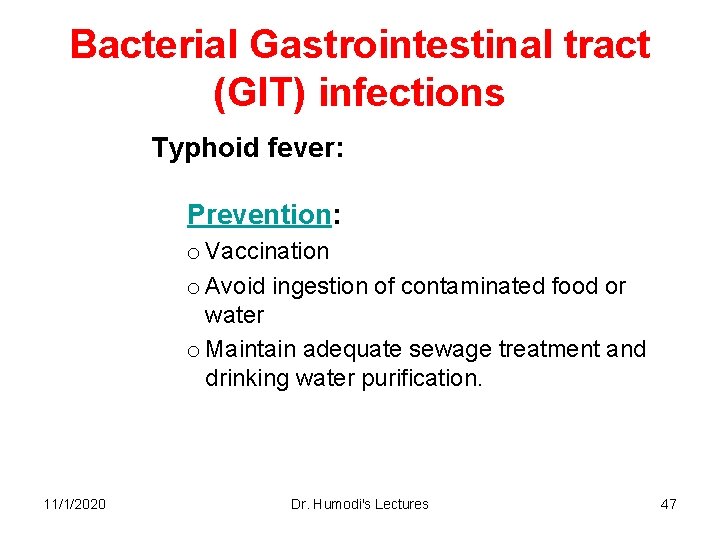 Bacterial Gastrointestinal tract GIT infections By Dr Humodi