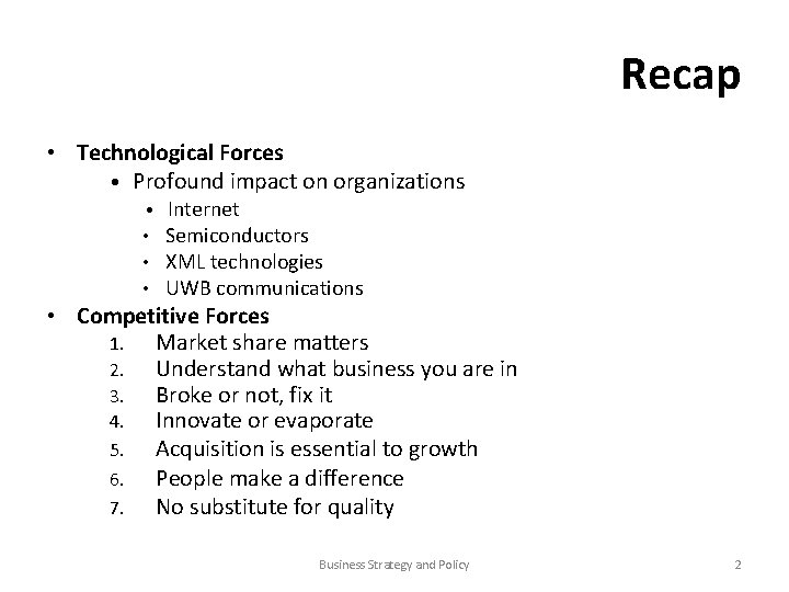 Business Strategy and Policy Lecture12 Business Strategy and