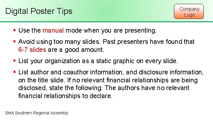 Digital Poster Sample Company Logo Formatting and layout