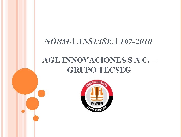 NORMA ANSIISEA 107 2010 AGL INNOVACIONES S A