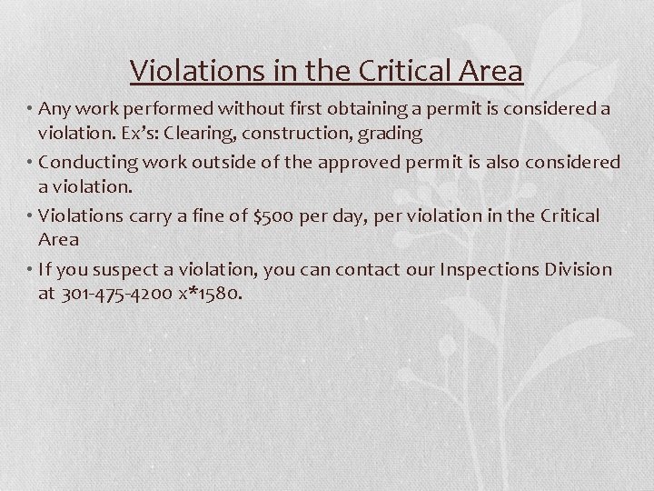 PERMITTING IN THE CRITICAL AREA St Marys County