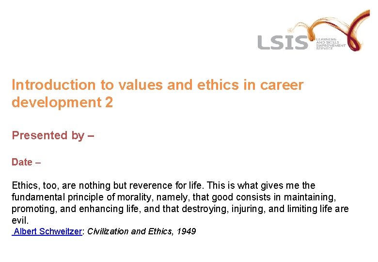 Introduction to values and ethics in career development