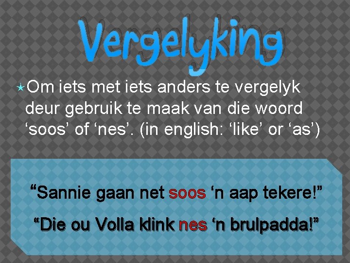 Afrikaans Eerste Addisionele Taal Stylfigure Graad 8 Vergelyking