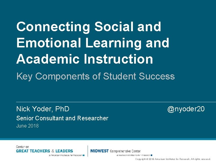 Connecting Social and Emotional Learning and Academic Instruction