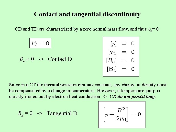 Boundaries shocks and discontinuities Fluid boundaries General jump