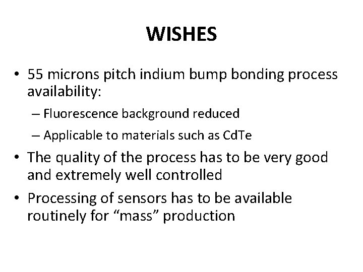 Flip chip bump bonding needs at Diamond Light