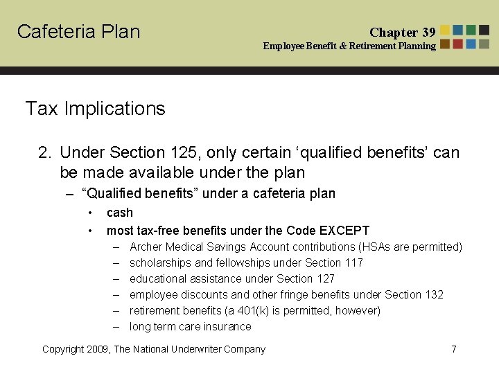 Cafeteria Plan Chapter 39 Employee Benefit Retirement Planning