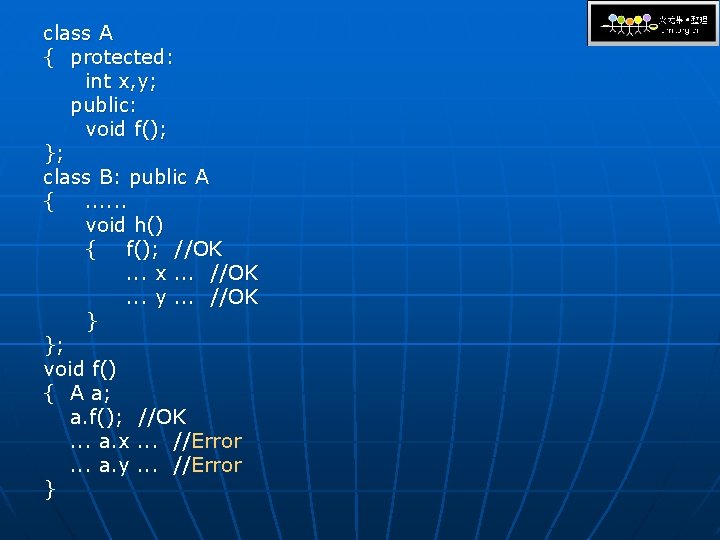 class A int x y public void f