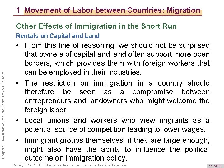 1 Movement of Labor between Countries Migration Effects