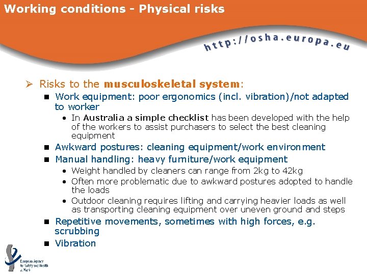 The occupational safety and health OSH of cleaning