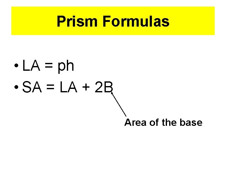 SURFACE AREA Prisms and Cylinders Section 6 2