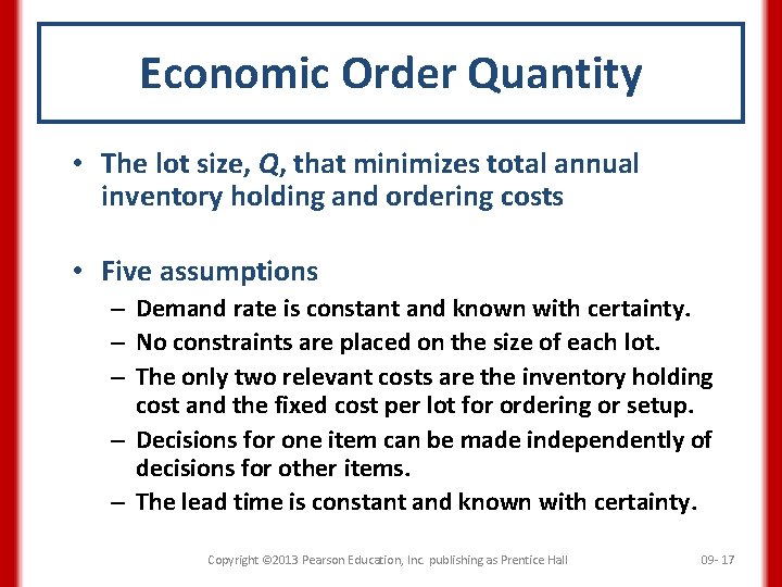 Supply Chain Inventory Management Chapter 9 Copyright 2013