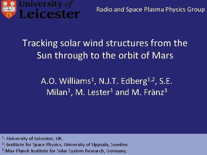 Radio and Space Plasma Physics Group Tracking solar
