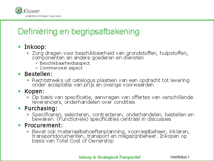 HOOFDSTUK Analyse Inkoop als schakel in de voortbrengingsketen