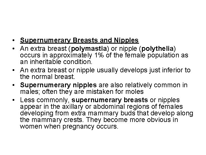 Development of breast Learning Objectives At the end