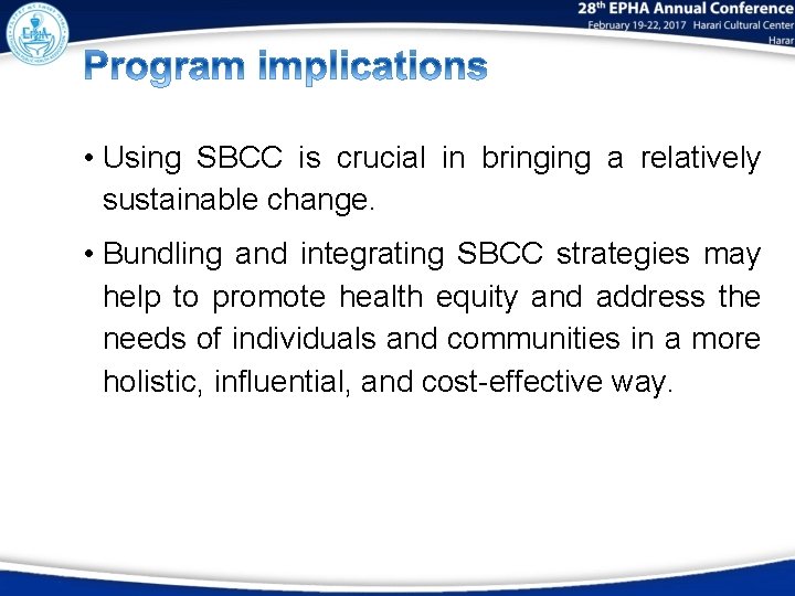 Social and Behavior Change Communication SBCC for addressing