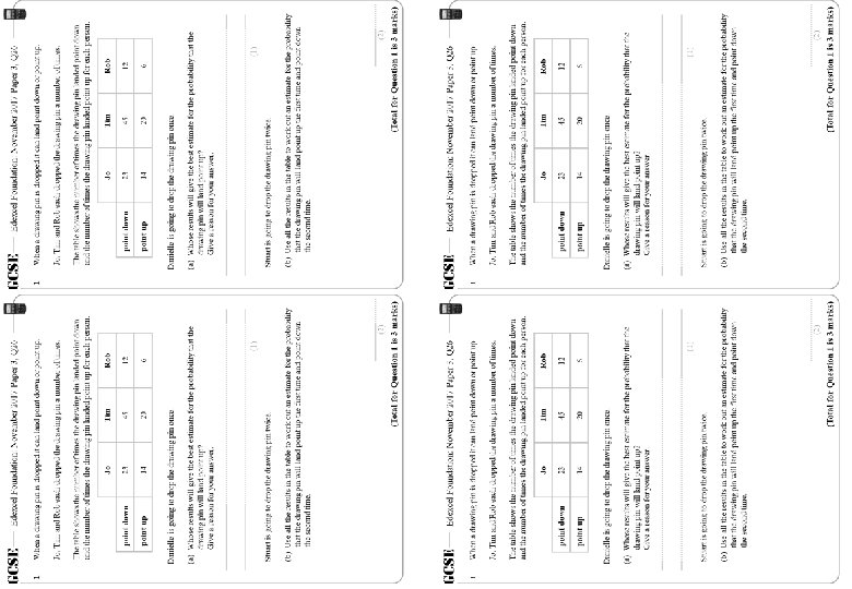 Probability Experimental Foundation GCSE Questions These questions are