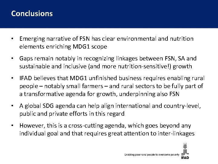 SDG proposals for food security and nutrition some