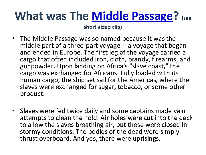 Introduction to The Slave Trade and The Middle