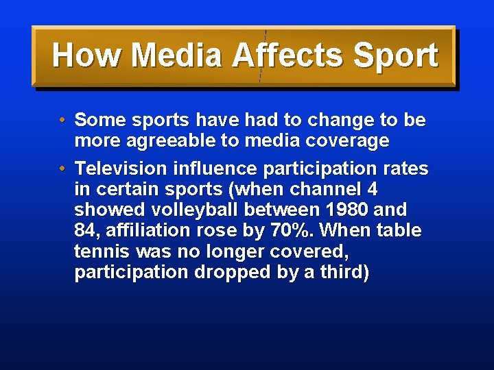 Sport and the Media Contents 1 Sports and
