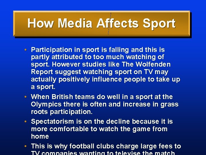 Sport and the Media Contents 1 Sports and