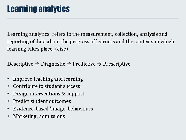 Measuring learning gain Big data learning analytics tests