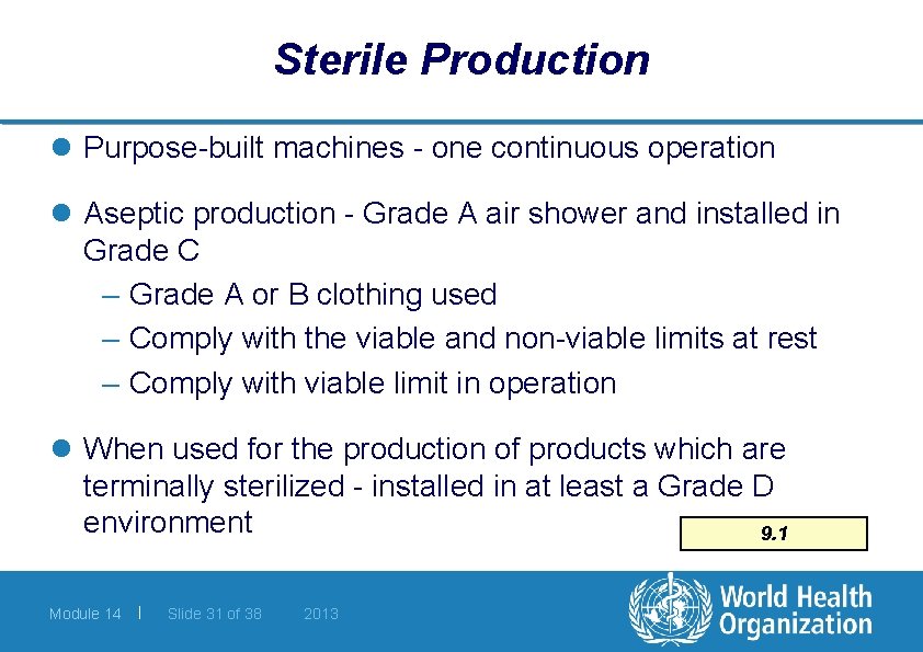 Basic Principles of GMP for Sterile Pharmaceutical Products