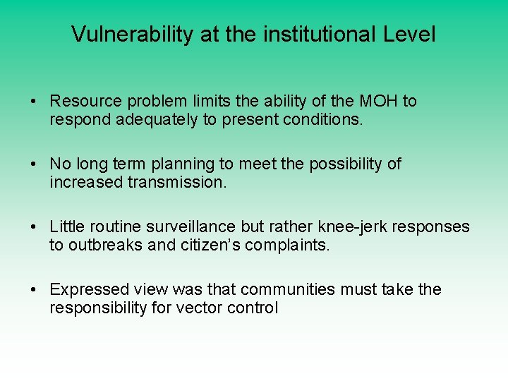 Vulnerability and Adaptation to Dengue Fever in Jamaica