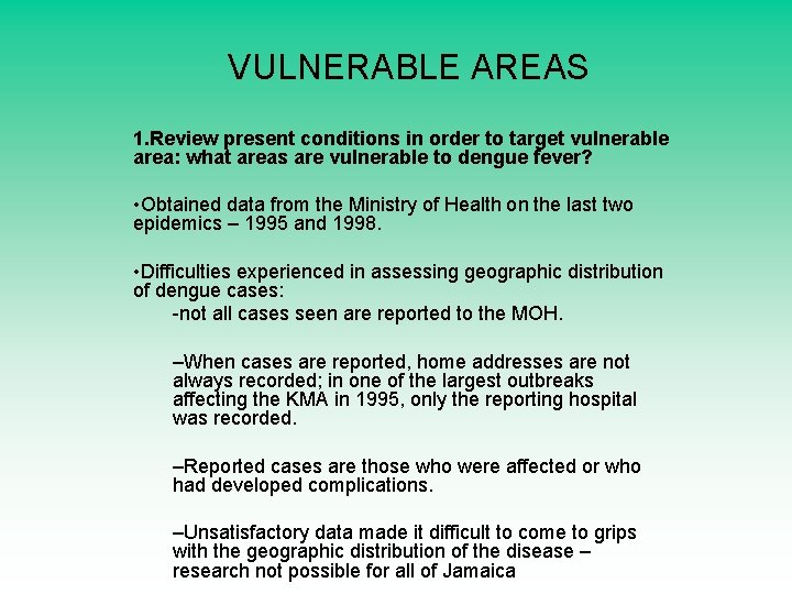 Vulnerability and Adaptation to Dengue Fever in Jamaica
