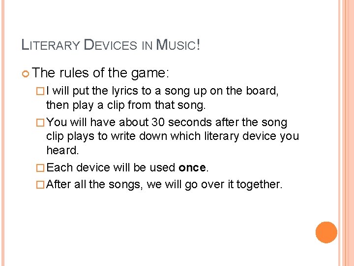 LITERARY DEVICES IN MUSIC FIRST A REVIEW Next