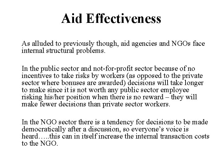 Is aid effective Aid Effectiveness Lecture Outline 1