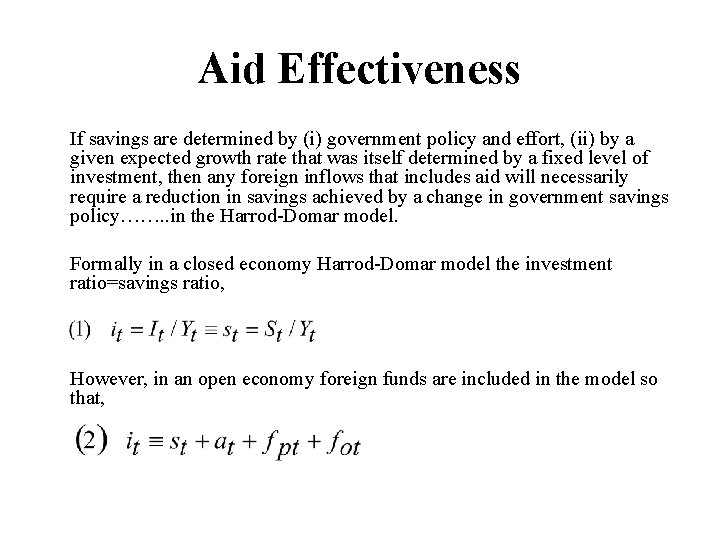 Is aid effective Aid Effectiveness Lecture Outline 1