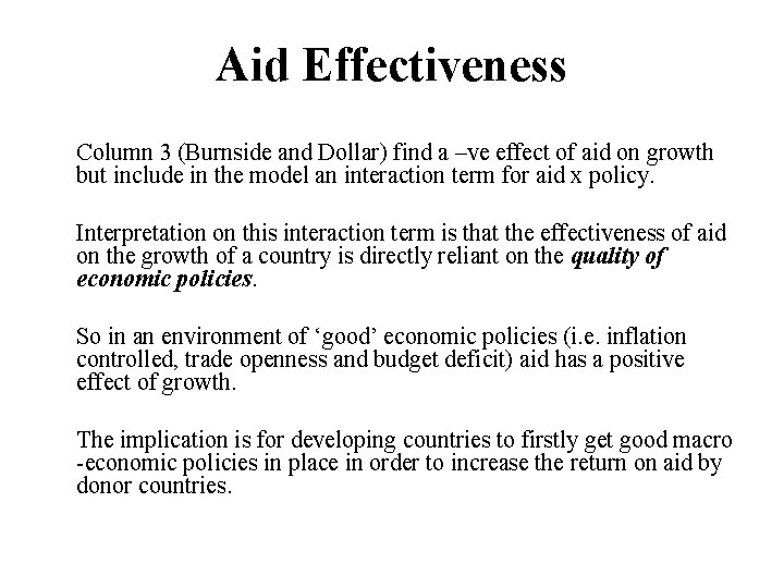 Is aid effective Aid Effectiveness Lecture Outline 1
