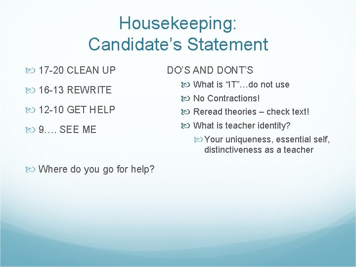Housekeeping Candidates Statement 17 20 CLEAN UP 16