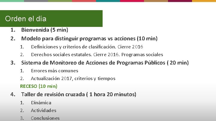 Sistema de acciones y programa pblicos Criterios de