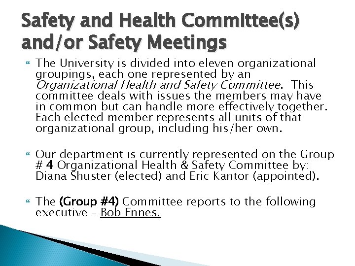 Health Safety Emergency Evacuation and Operations Plan Department