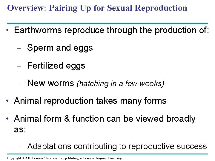 Chapter 46 Animal Reproduction Power Point Lecture Presentations