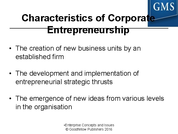C 18 TP Corporate Entrepreneurship CE Enterprise Concepts