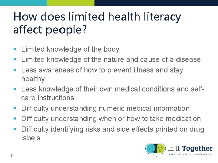 In It Together Improving Health Literacy for All