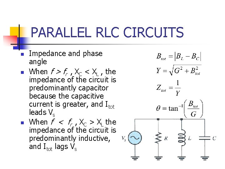 Chapter 13 RLC CIRCUITS AND RESONANCE IMPEDANCE AND Chapter 13 RLC CIRCUITS AND RESONANCE IMPEDANCE AND