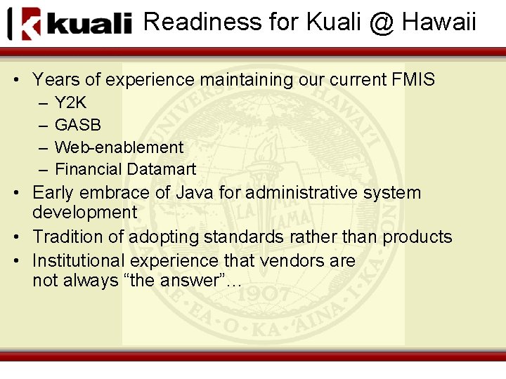 Kuali Financial Systems Update Kuali Board of Directors