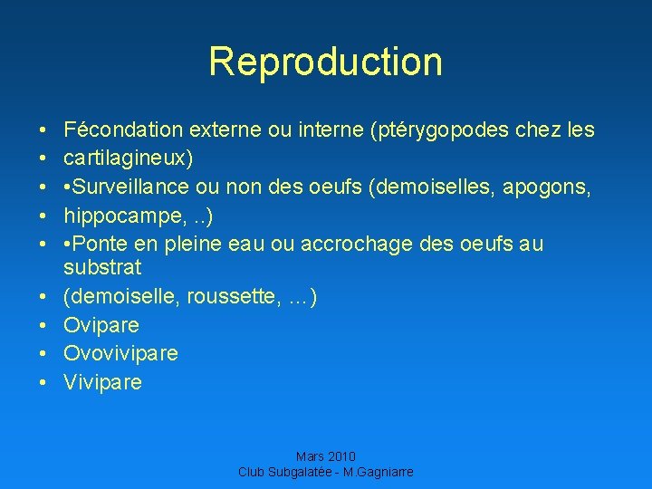 Les poissons Classification Description morphologie Reproduction ...