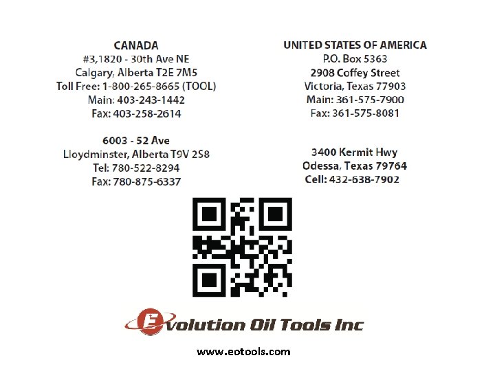 Evolution Oil Tools Inc EOT was formed in